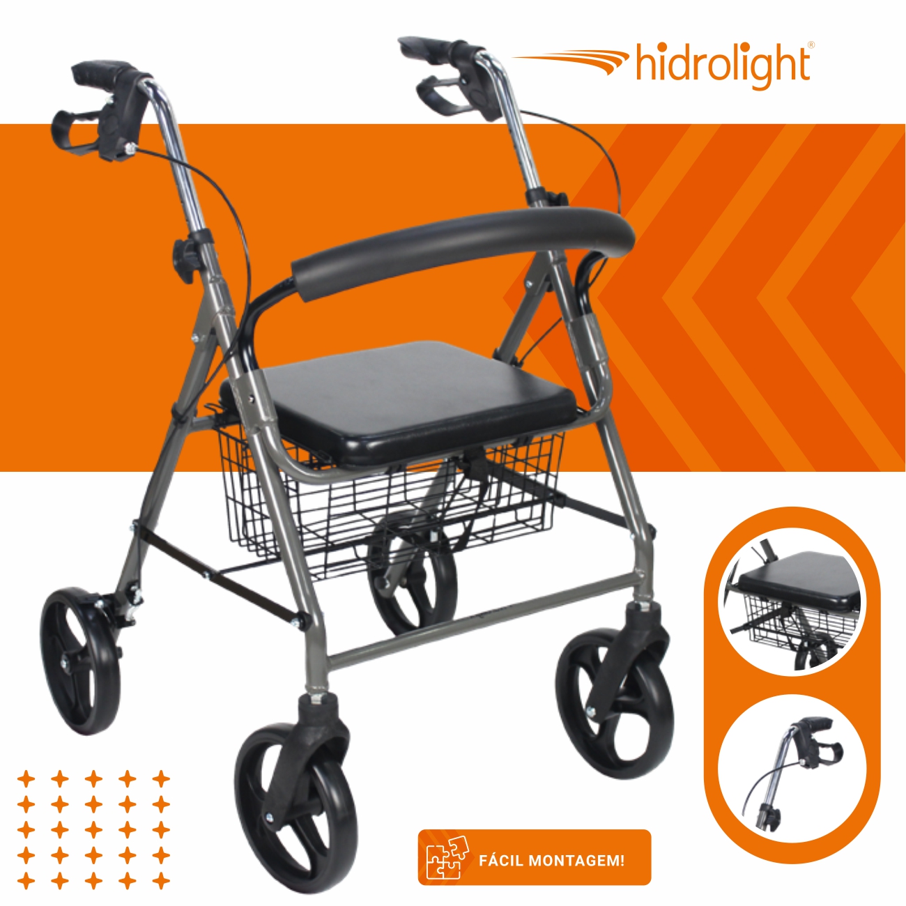 ANDADOR 4 RODAS HIDROLIGHT – SC302 - Nipo Ortopedia | Conforto e Saúde